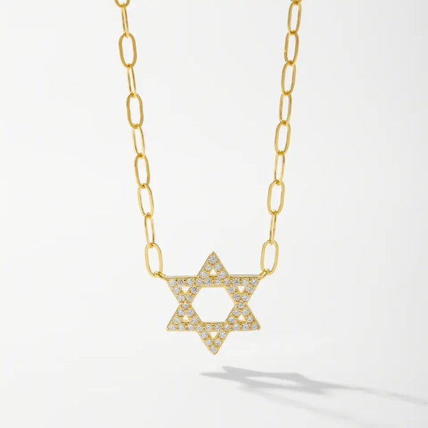 Star Of David Gold Plated And Sterling Silver Paperclip Necklace – Kids ...